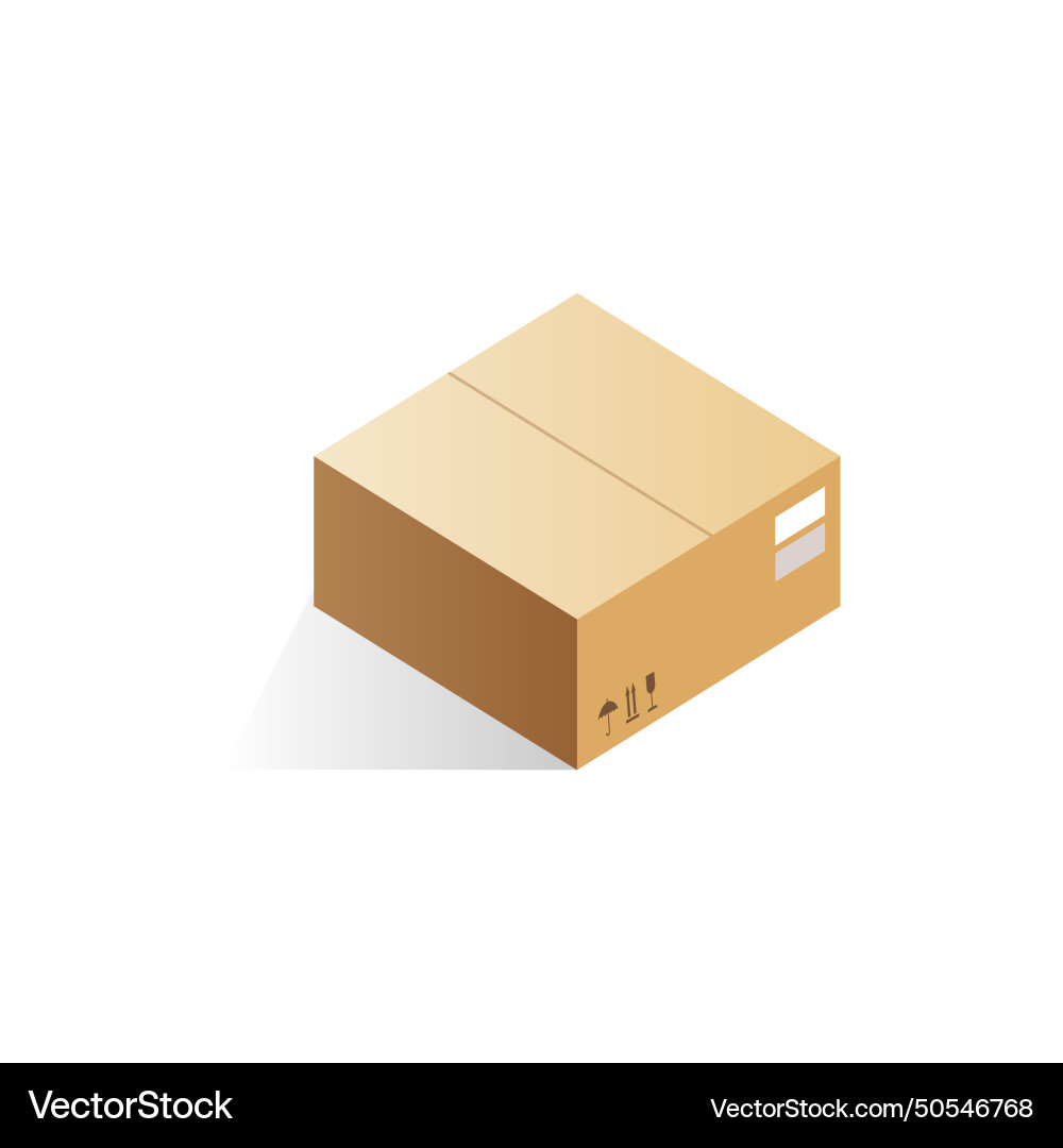 Isometric closed cardboard box with shadow Vector Image
