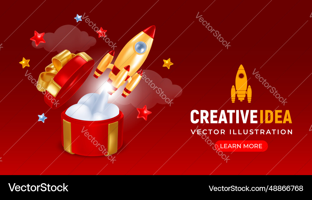 Rocket launch conceptual banner template Vector Image