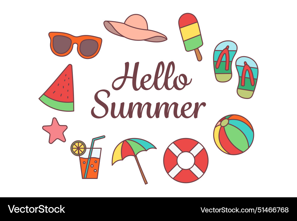 Set of summer holiday elements – Royalty-Free Vector | VectorStock