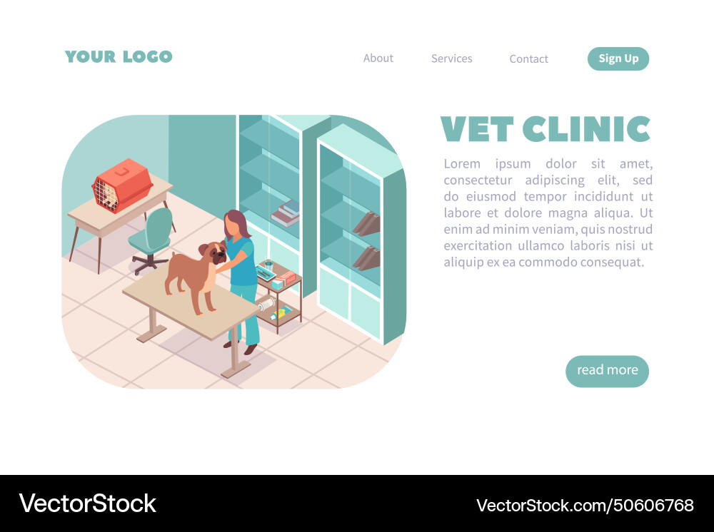Vet clinic website design Royalty Free Vector Image