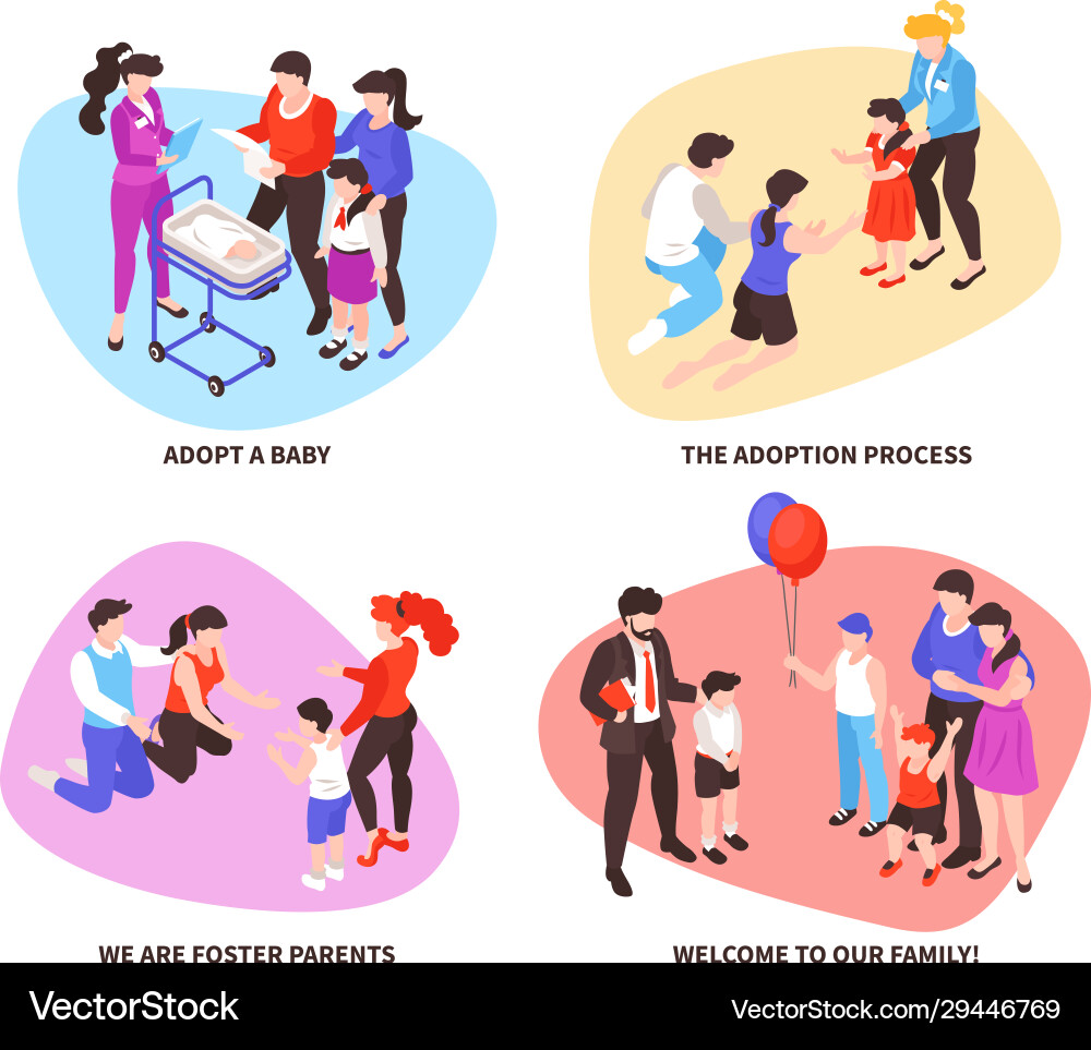 Adoption isometric concept Royalty Free Vector Image