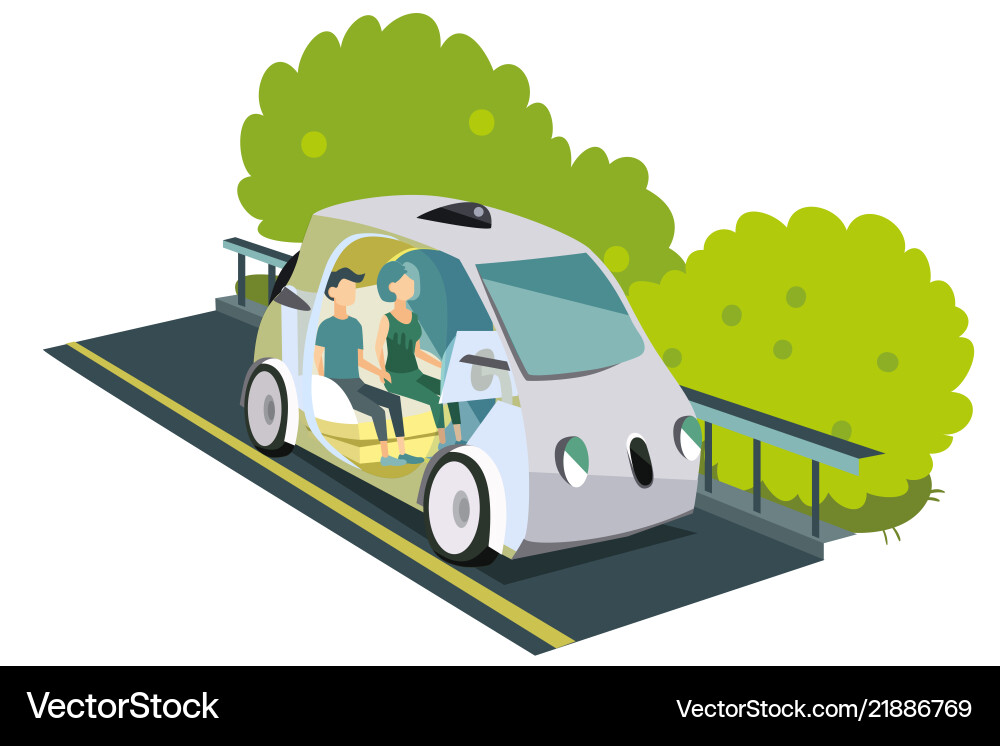 Autonomous smart car colorful poster Royalty Free Vector