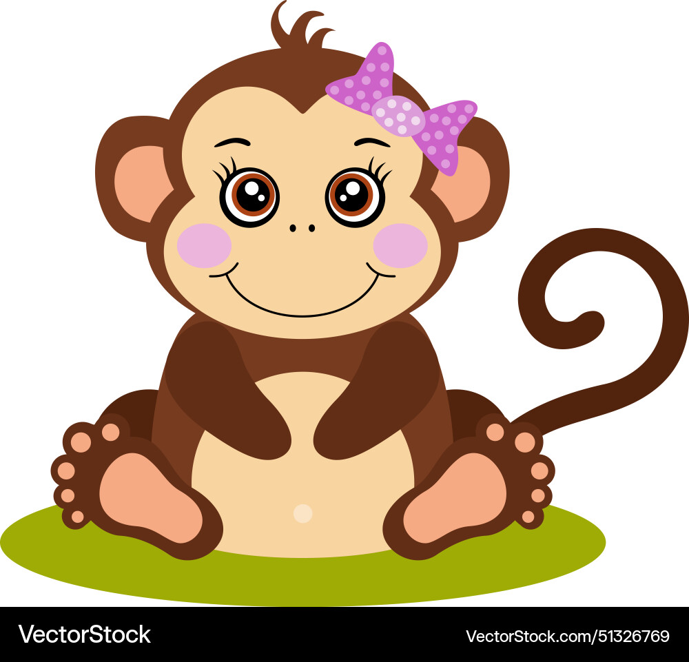 Cute little girl monkey sitting Royalty Free Vector Image