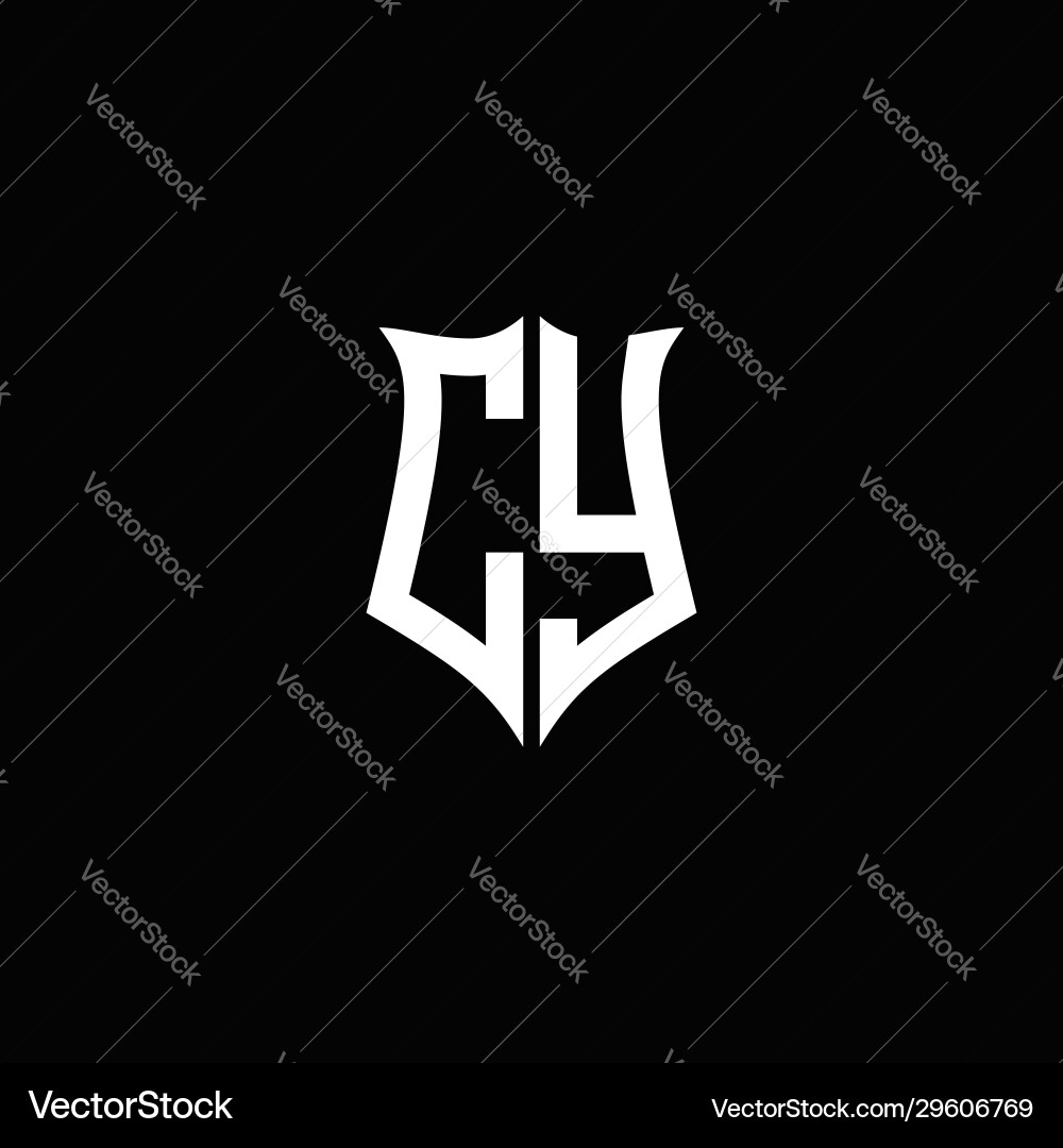 Cy monogram letter logo ribbon with shield style Vector Image