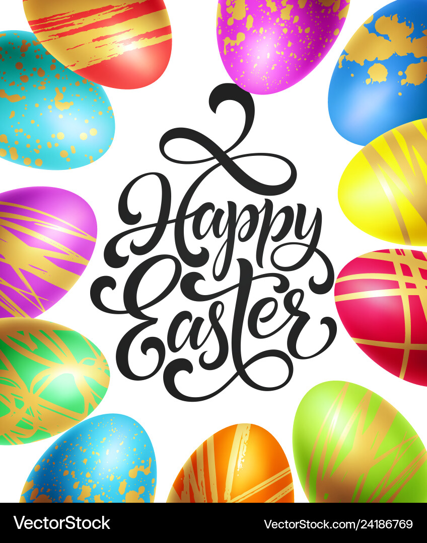 Happy easter background template with lettering Vector Image