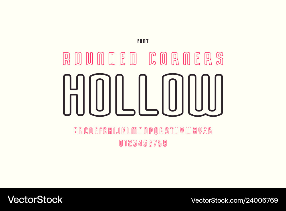 Hollow sans serif font with rounded corners Vector Image