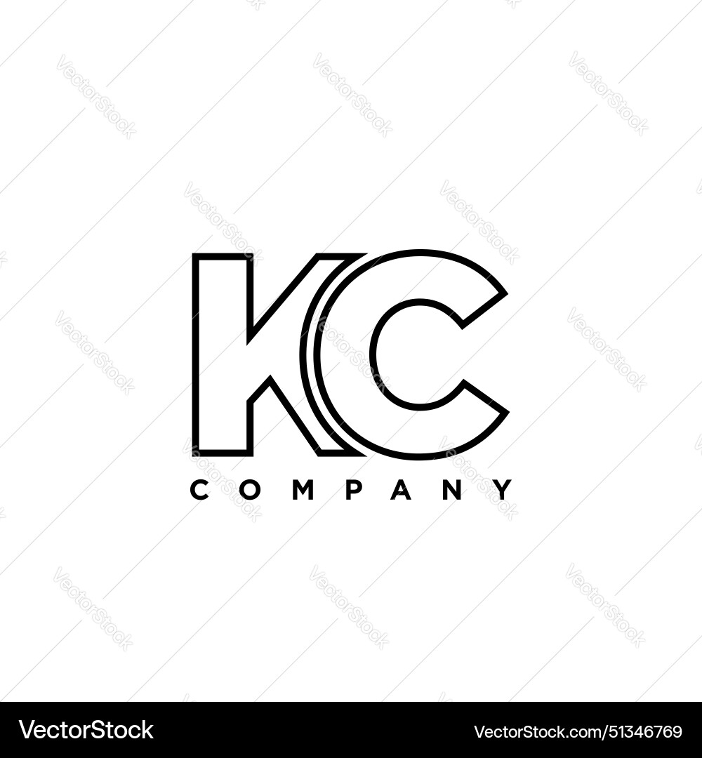 Letter k and c kc logo design template minimal Vector Image