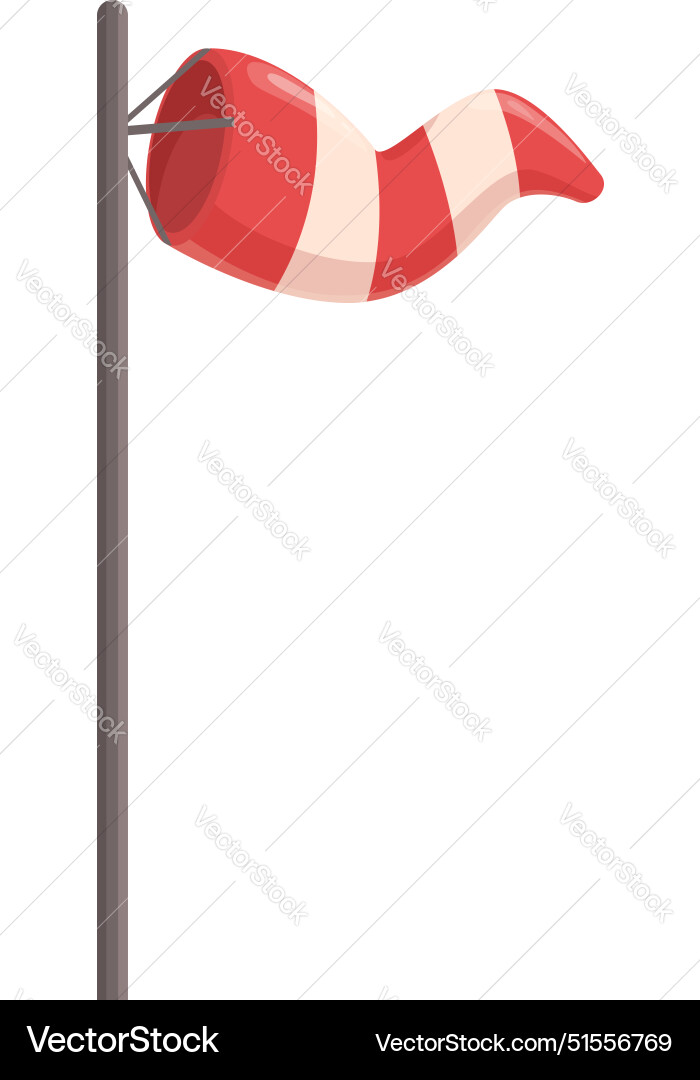 Red and white windsock showing wind direction and Vector Image