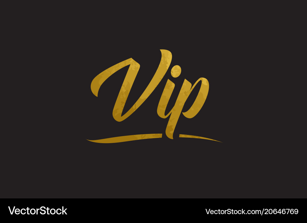 Vip Gold Wort Texttypografie Lizenzfreies Vektorbild
