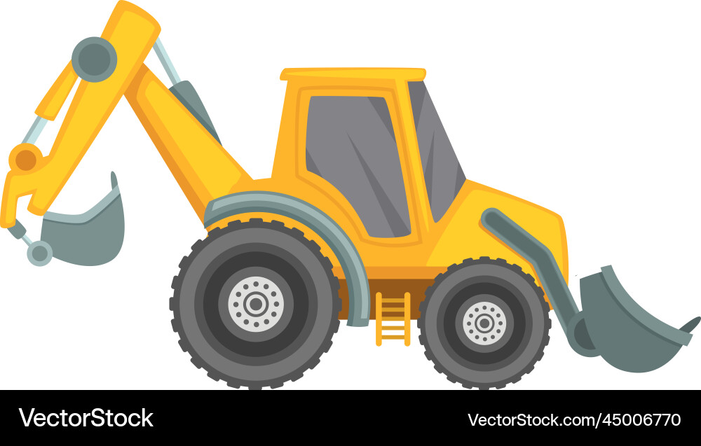 Backhoe loader icon construction vehicle side Vector Image