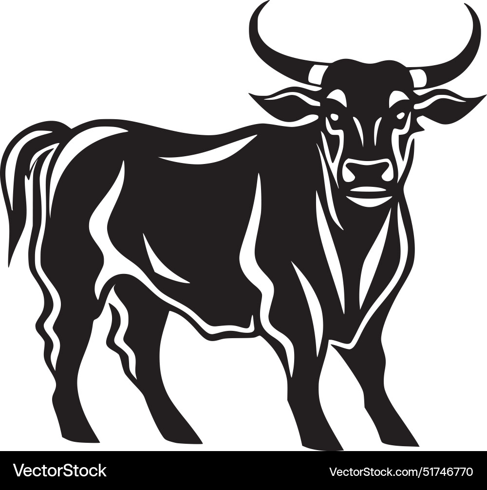 Bull - black and white Royalty Free Vector Image