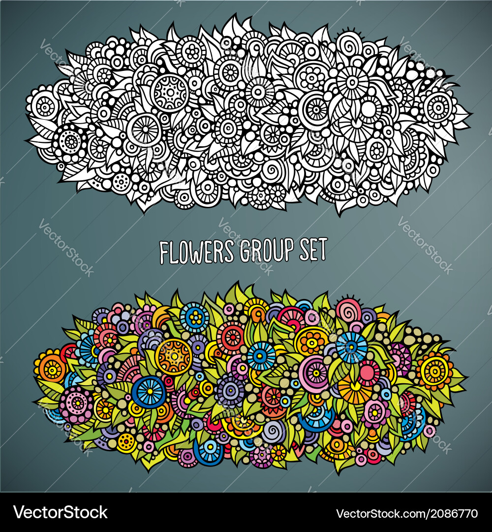 Flowers group set in different of color Royalty Free Vector