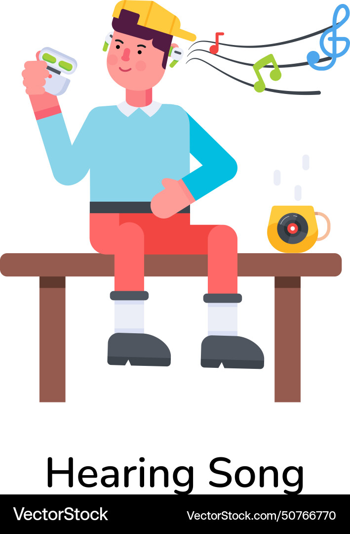 Hearing song Royalty Free Vector Image - VectorStock