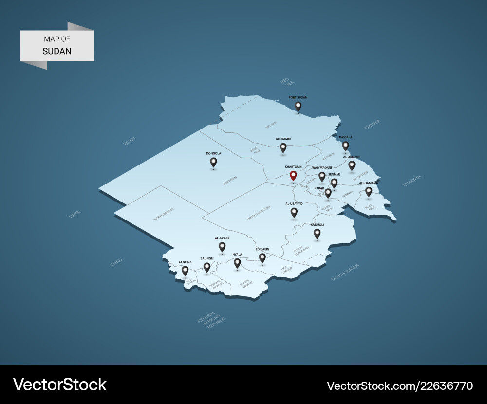Isometric 3d sudan map concept Royalty Free Vector Image