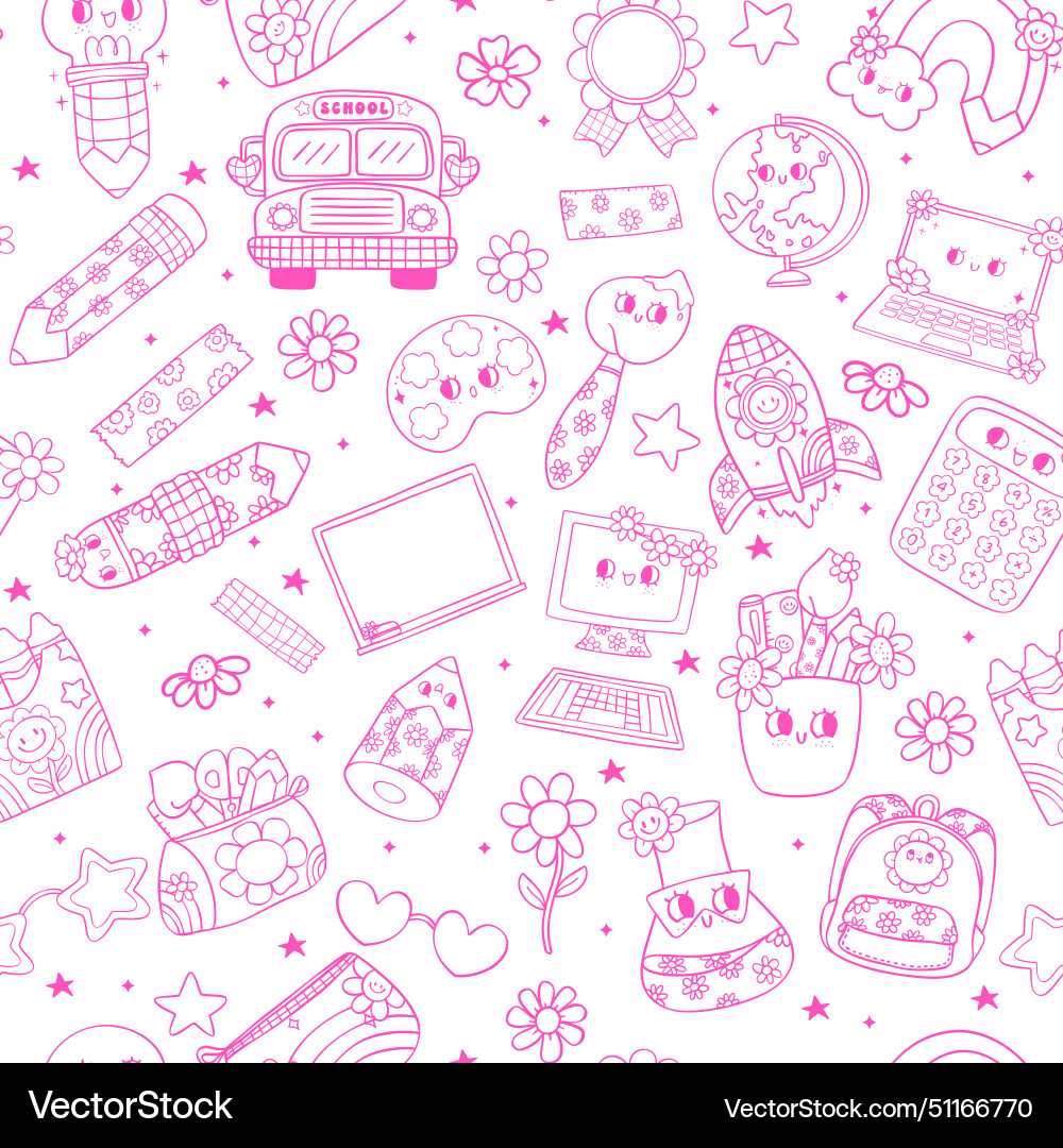 Outline back to school seamless pattern retro Vector Image