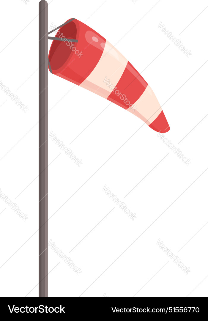 Red and white windsock flowing in the wind Vector Image