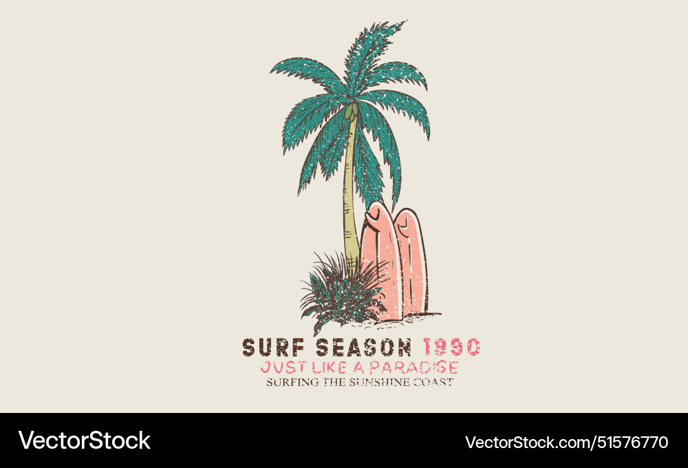Surf season endless summer design Royalty Free Vector Image