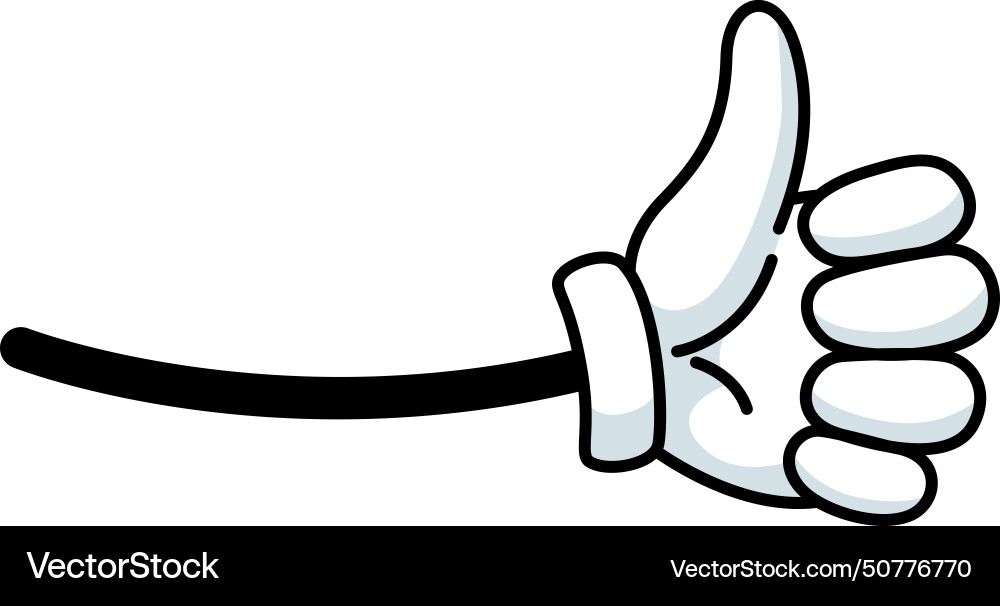 Thumb up comic hand gesture retro cartoon style Vector Image