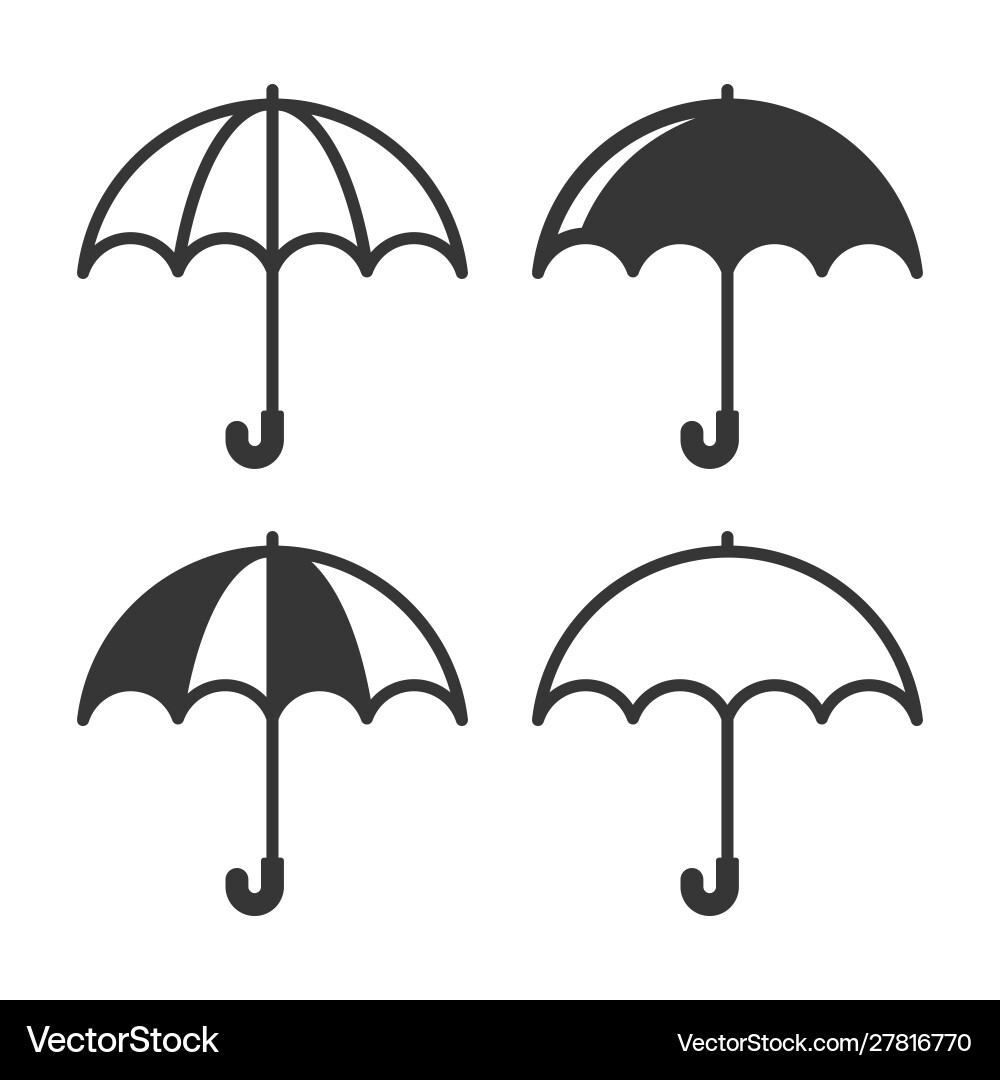 Umbrella simple icons set on white background Vector Image