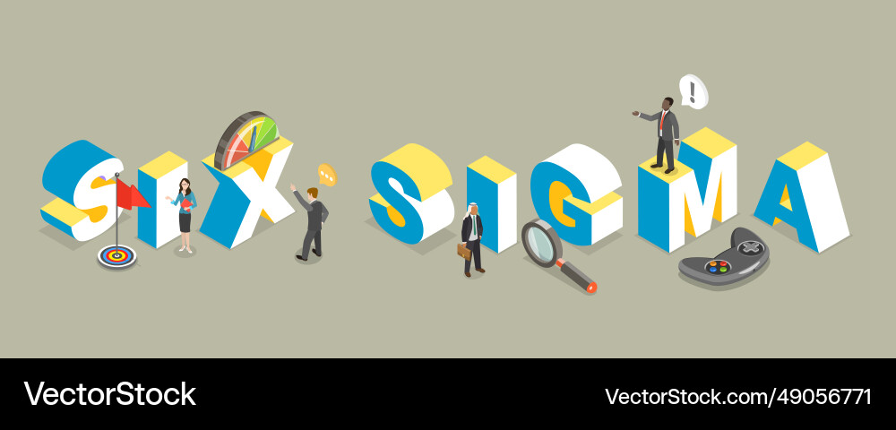 3d isometric flat of six sigma Royalty Free Vector Image
