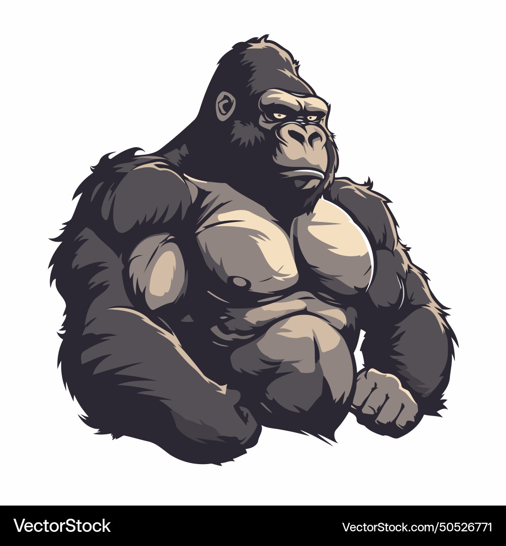 A strong gorilla isolated on white background Vector Image