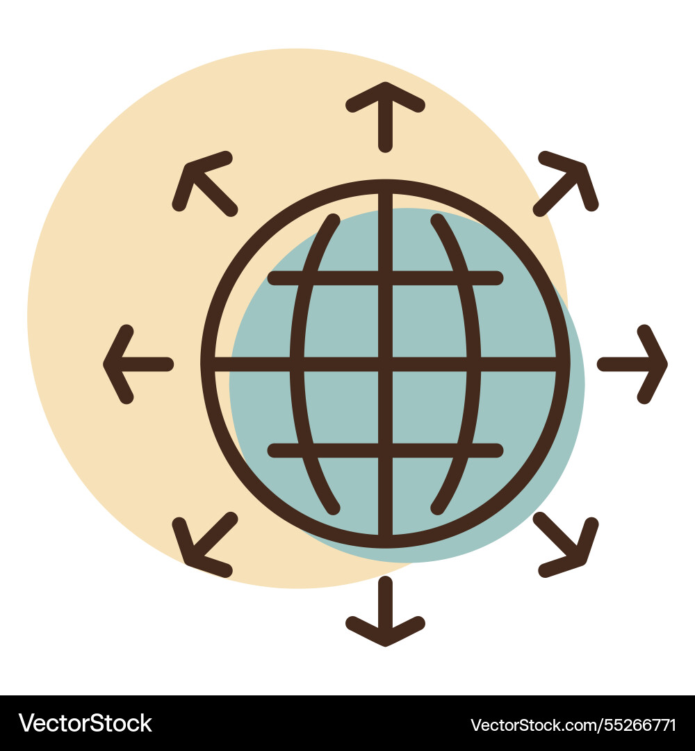Arrows outside from globe icon Royalty Free Vector Image