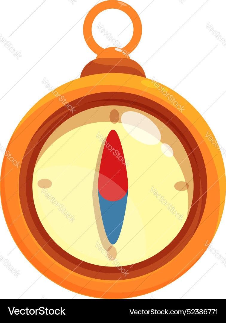 Cartoon style compass pointing north with red Vector Image