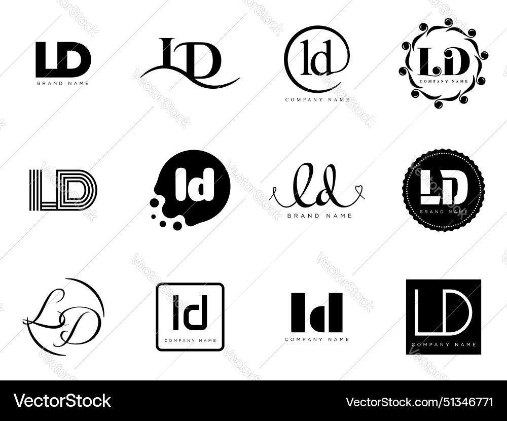 Ld logo company template letter l and d logotype Vector Image