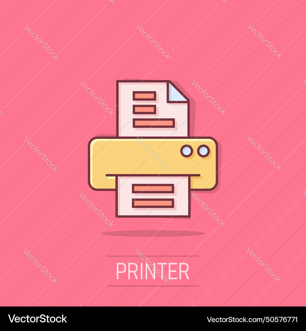 Office printer icon in comic style fax cartoon Vector Image