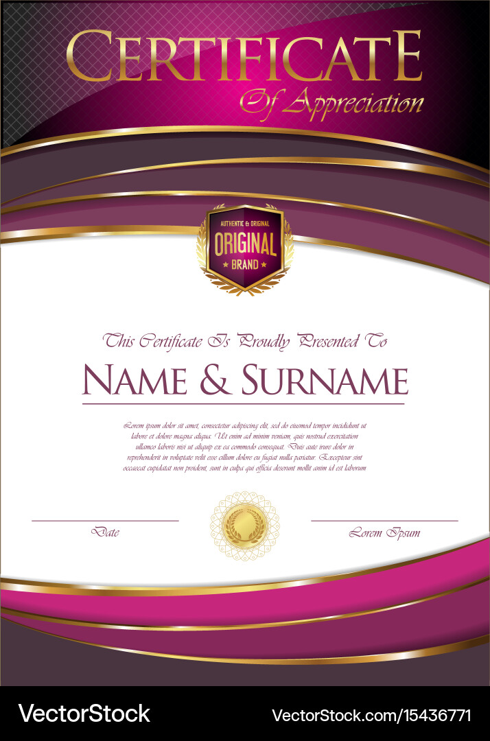 Retro Diploma Certificate Template Royalty Free Vector Image
