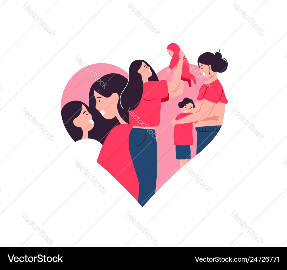 Single mother concept with children Royalty Free Vector