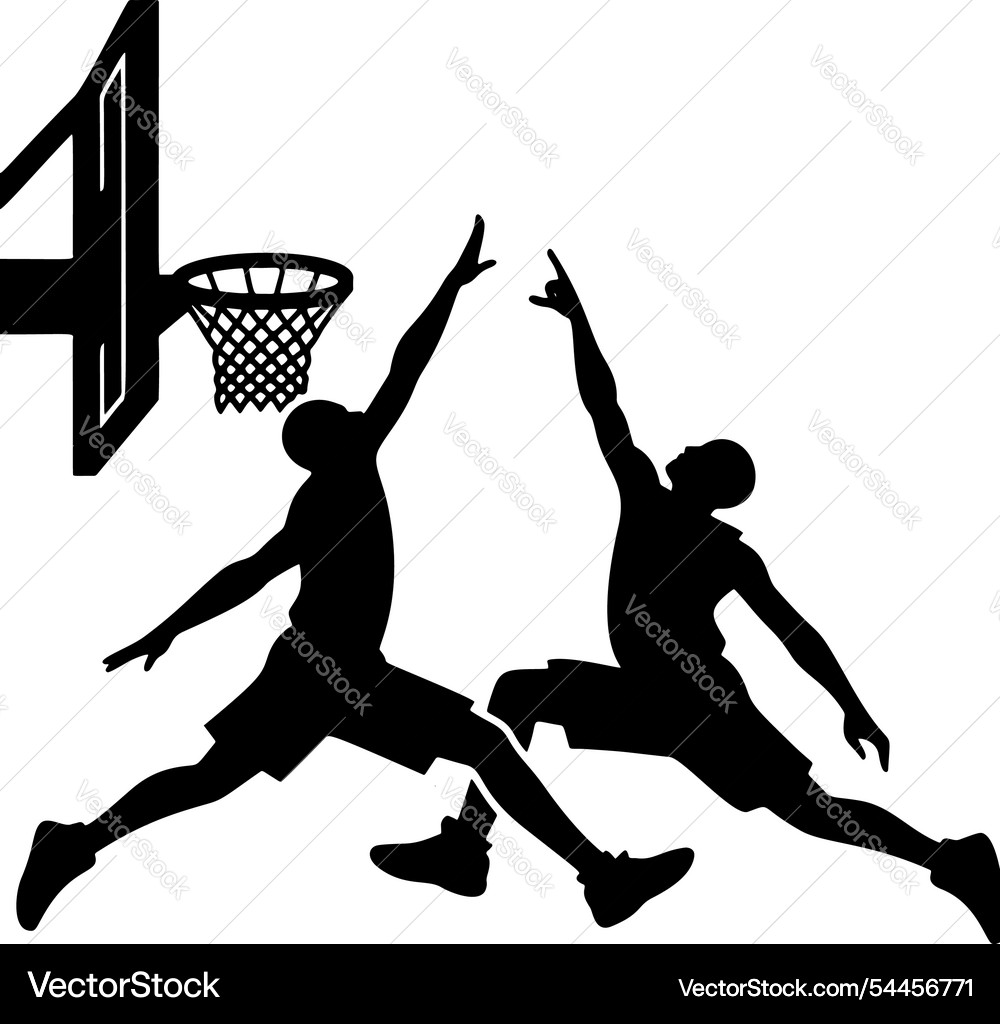 Two basketball players jump shot Royalty Free Vector Image