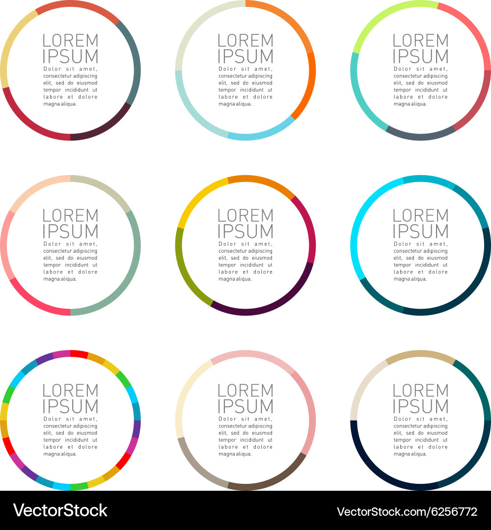 Color circle sector badges set Royalty Free Vector Image