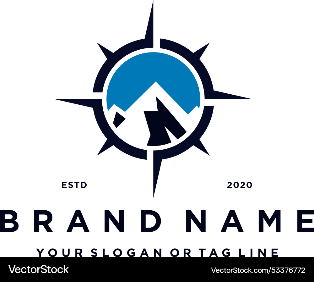 Creative mountain compass logo design concept Vector Image