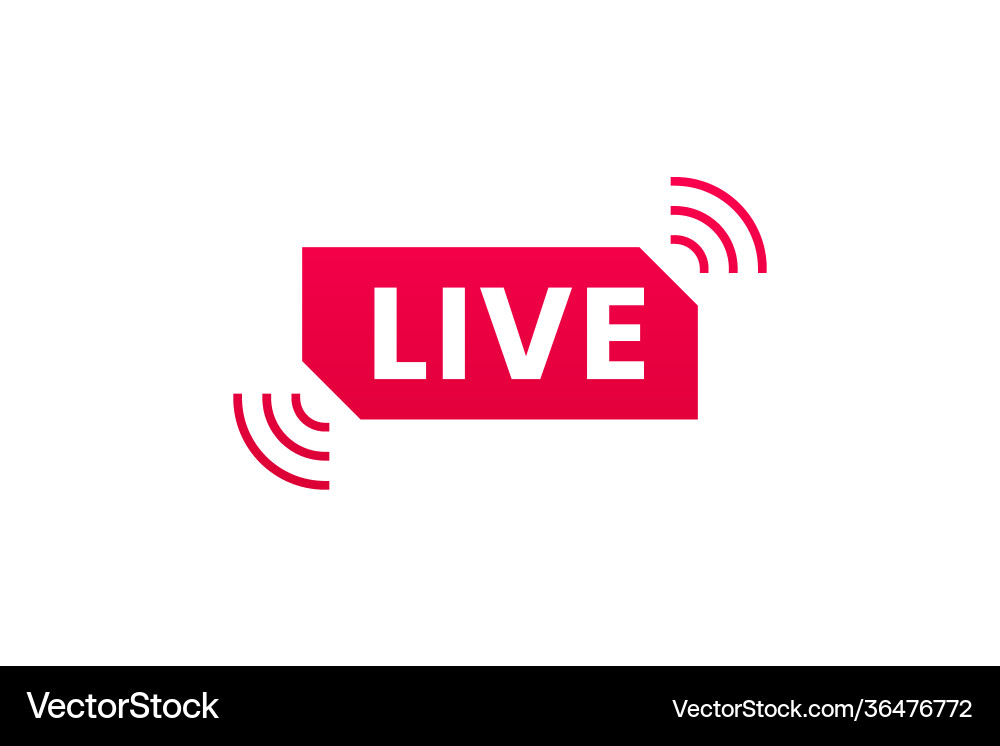 Live streaming icon button for broadcasting Vector Image