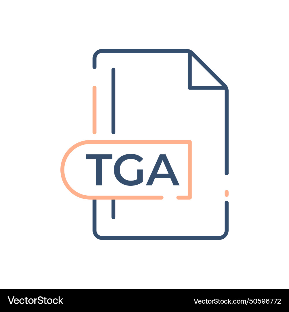 Tga file format icon extension line Royalty Free Vector