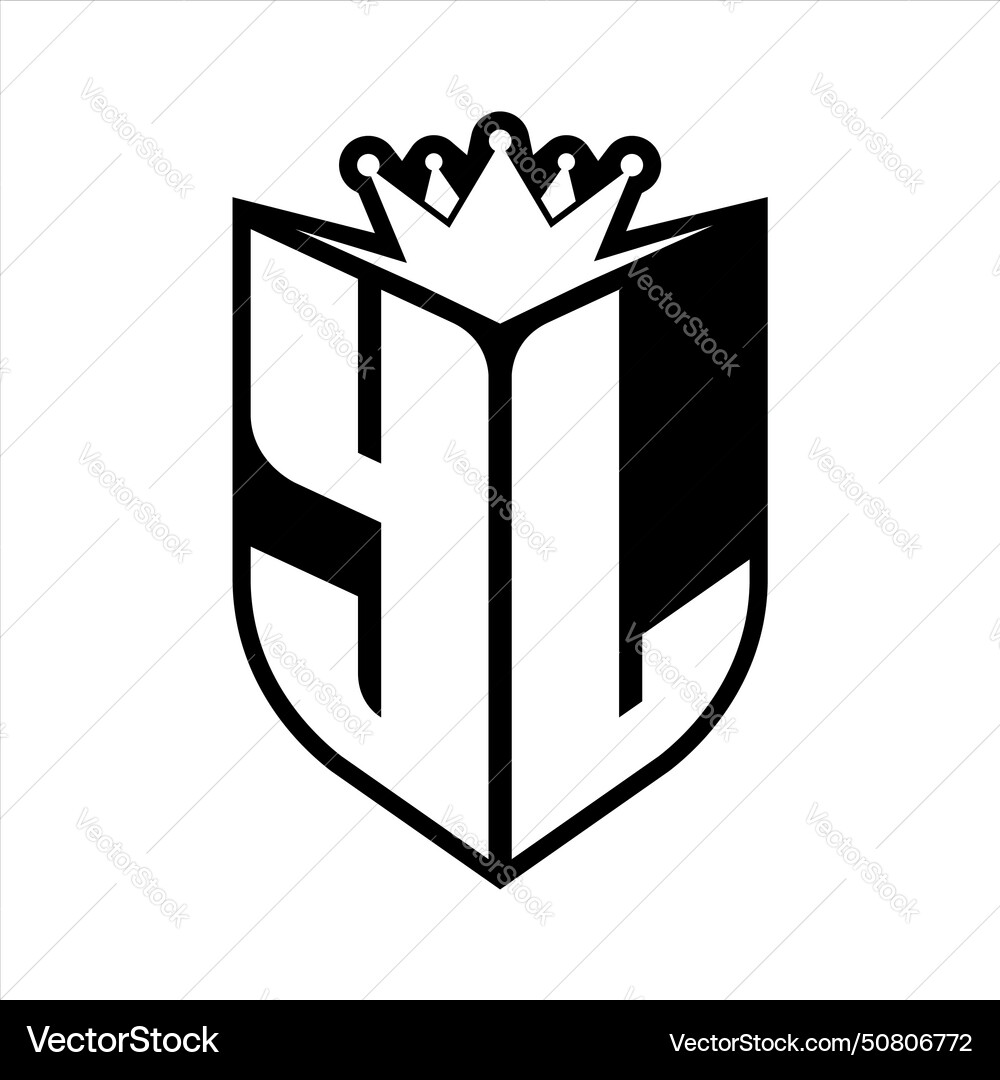 Yl letter bold monogram with shield shape Vector Image