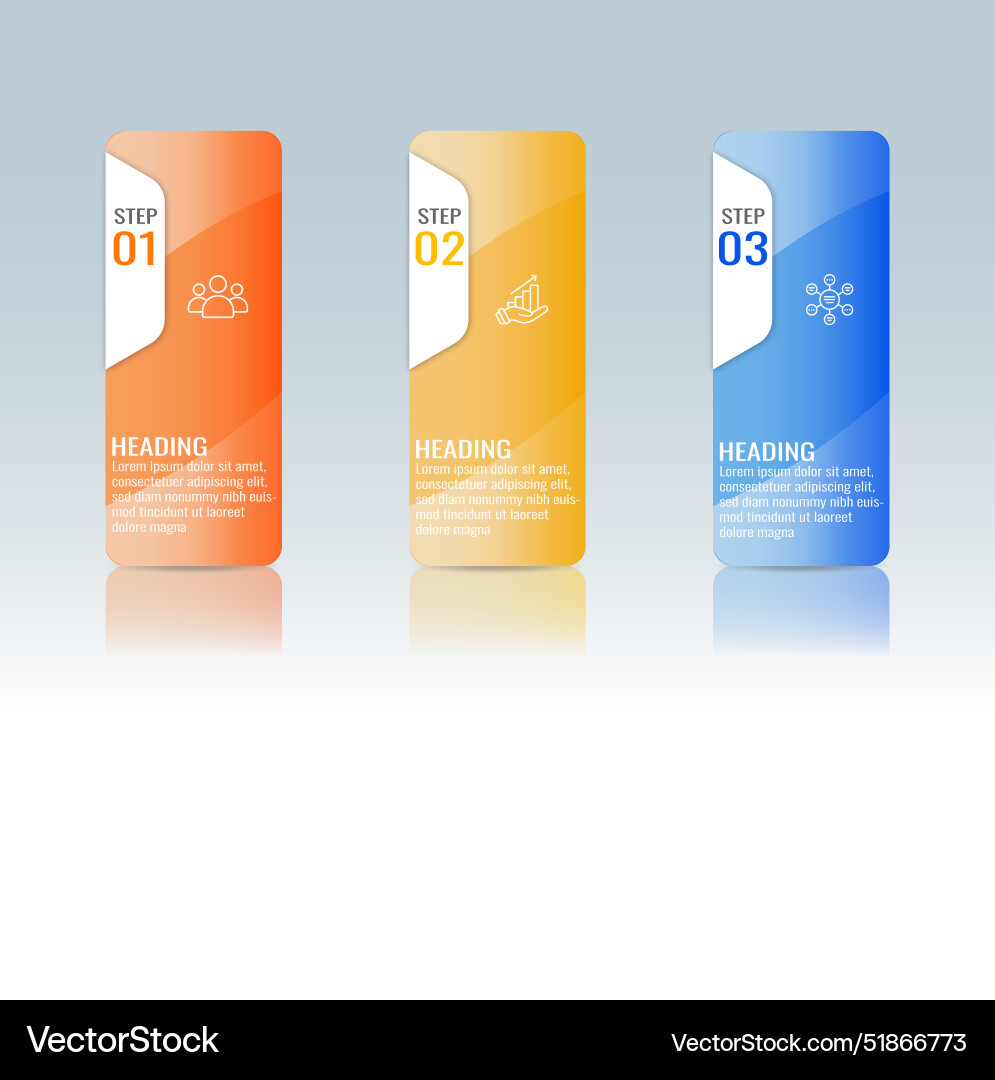 3 step vertical rectangular infographic Royalty Free Vector