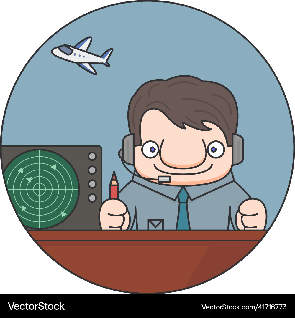 Air traffic controller and radar Royalty Free Vector Image