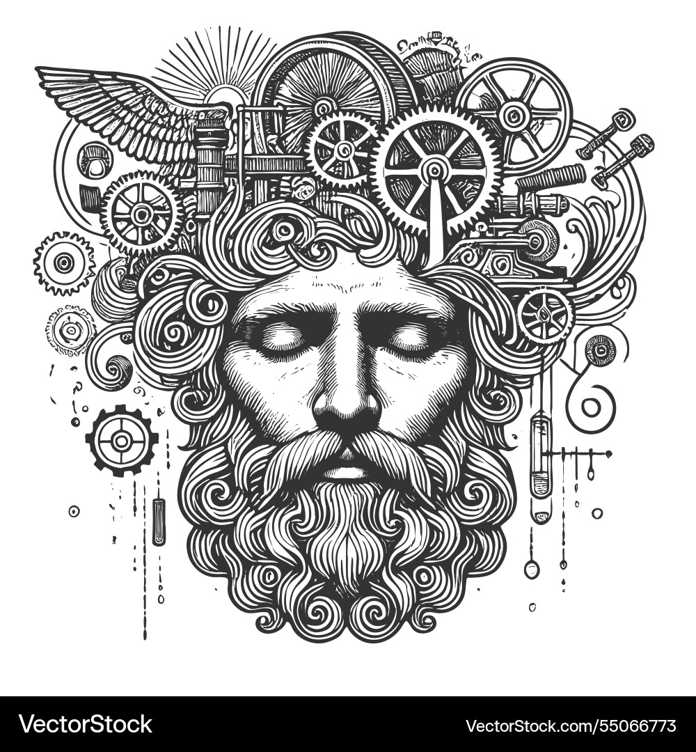 Creative mechanized mind Royalty Free Vector Image