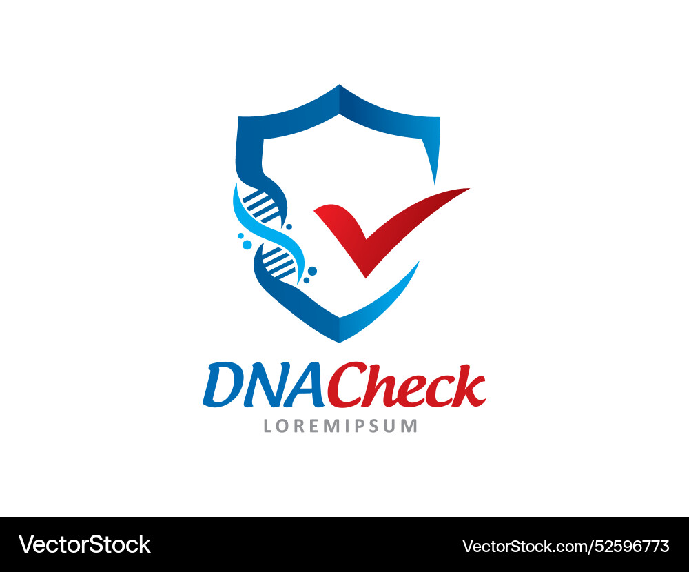 Dna check and shield logo symbol or icon template Vector Image