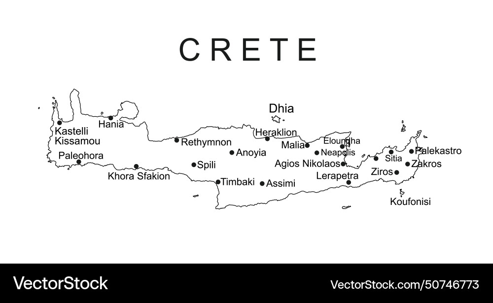 Greece island crete map line contour silhouette Vector Image