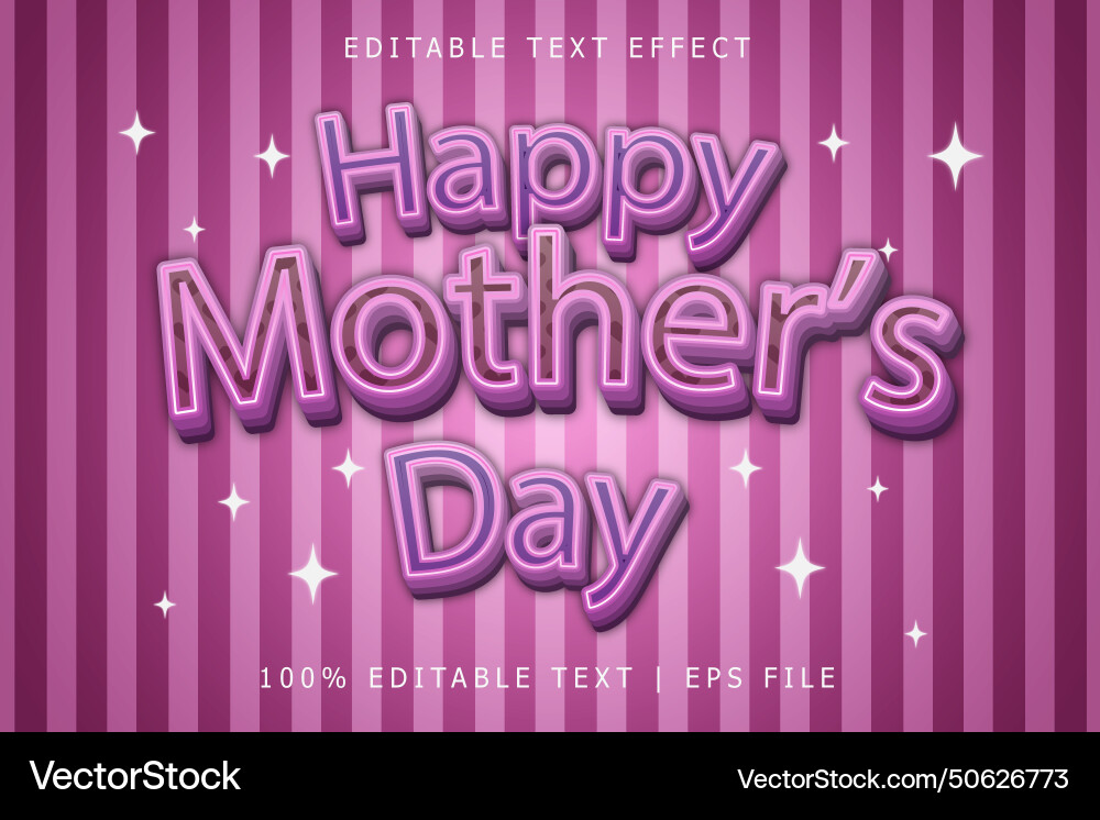 Happy mothers day editable text effect 3 Vector Image