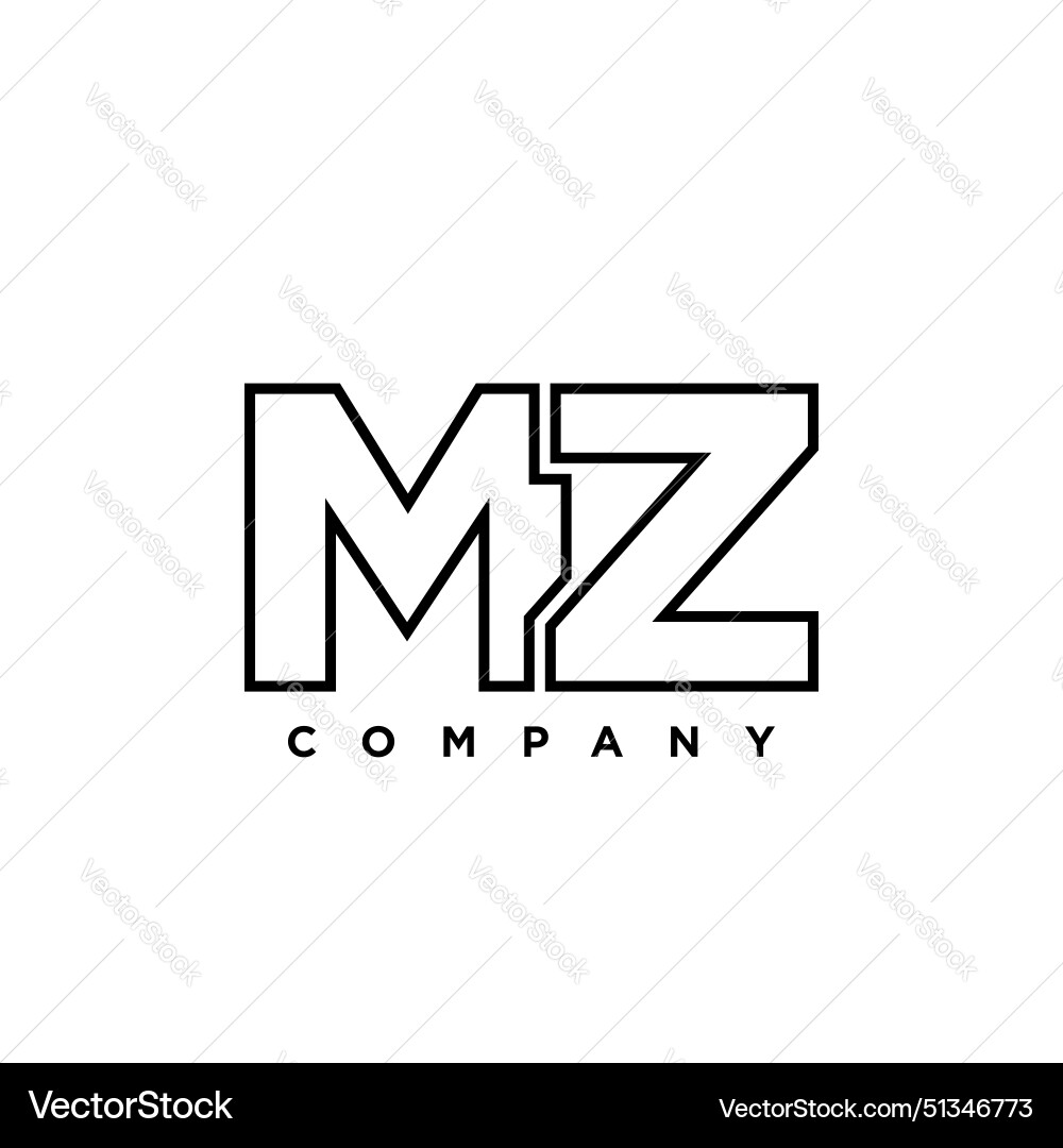 Letter m and z mz logo design template minimal Vector Image