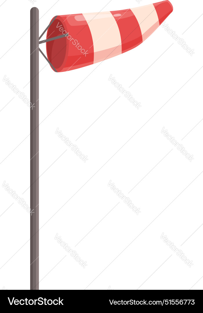Red and white windsock showing wind direction and Vector Image