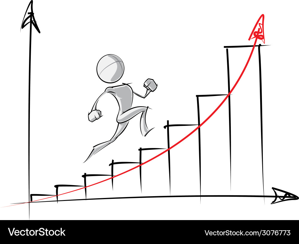 Simple people exponential growth chart Royalty Free Vector