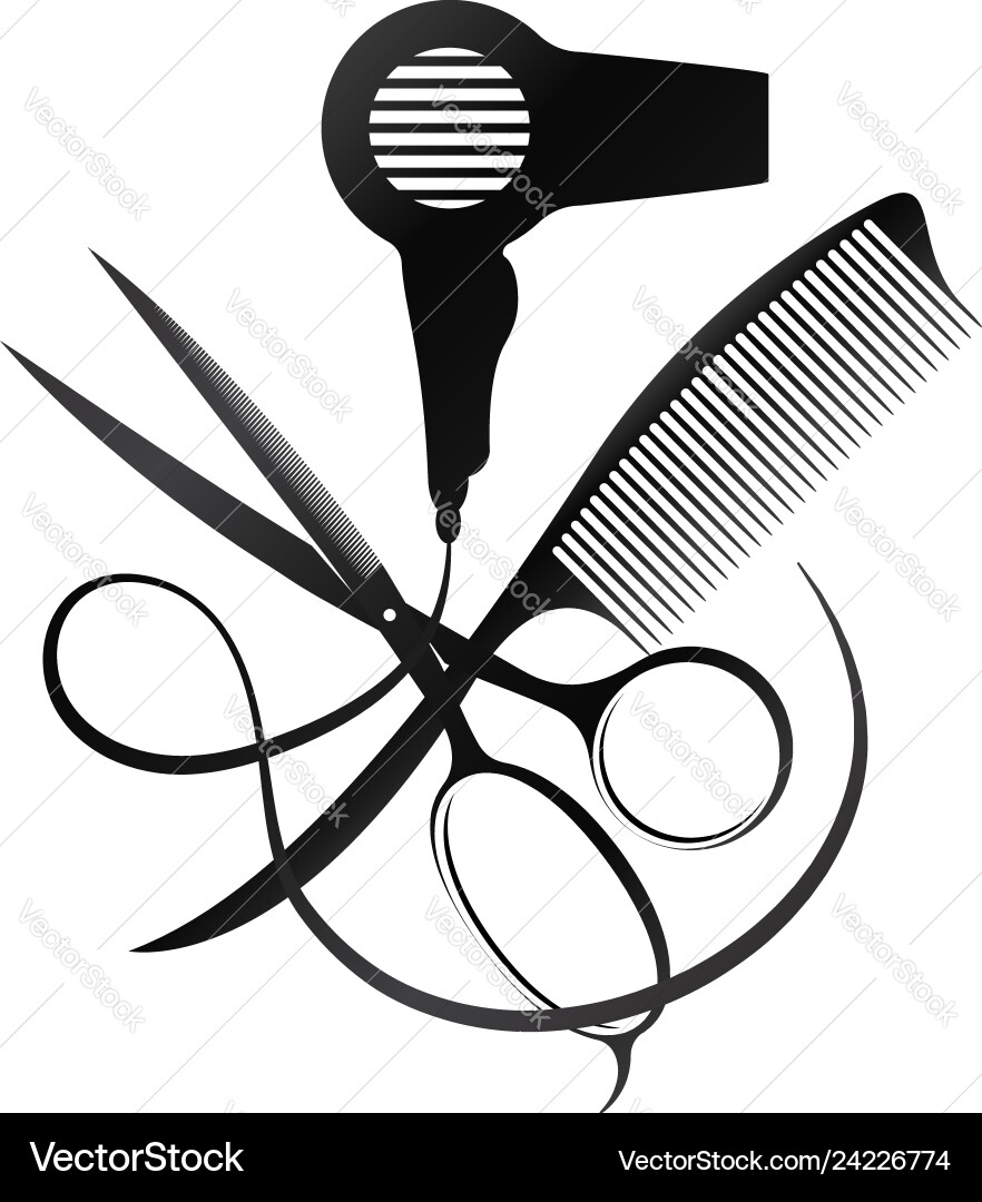 Beauty Salon Scissors and Comb Royalty Free Vector Image