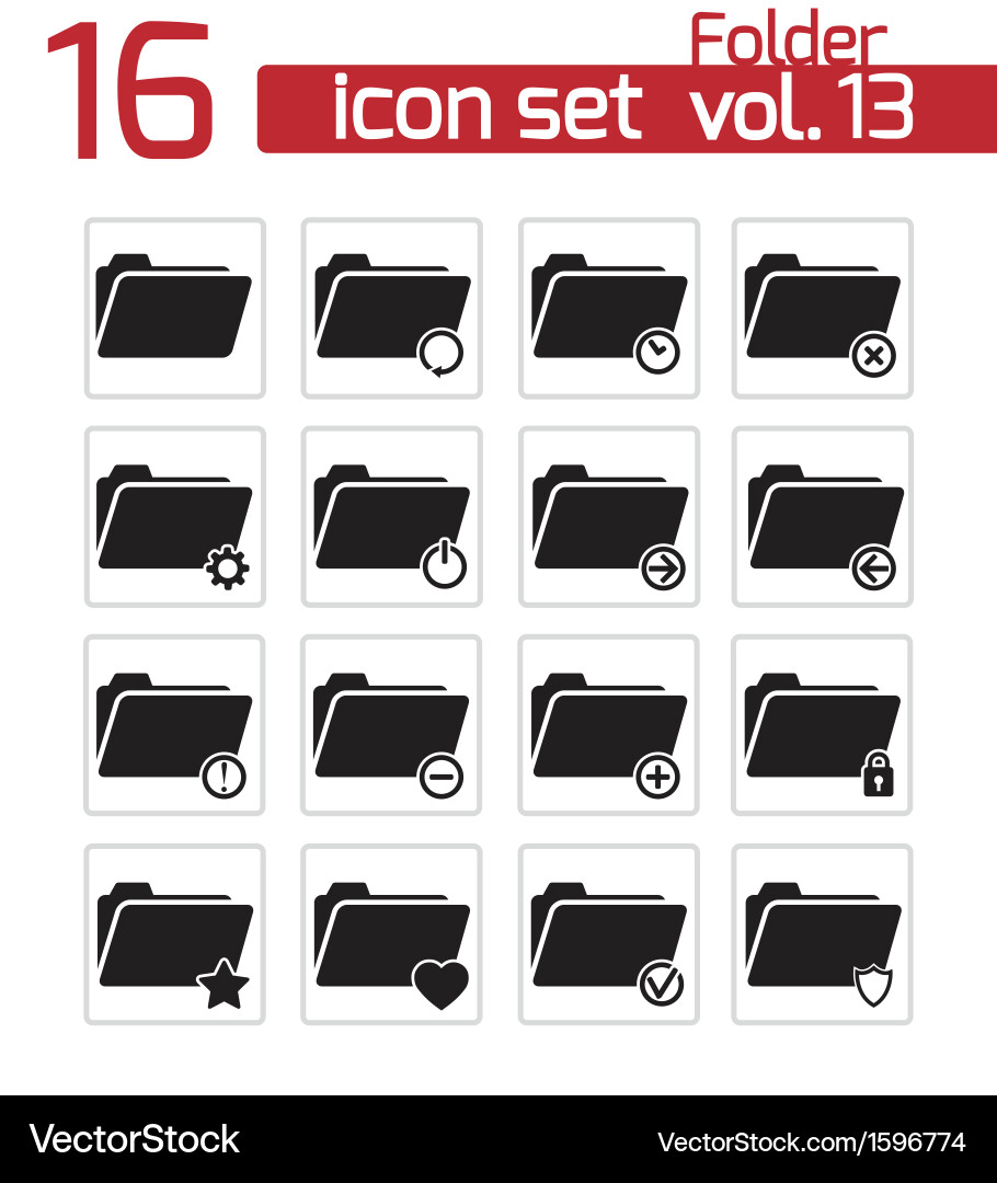 Schwarzer Ordner-Symbol-Set Lizenzfreies Vektorbild