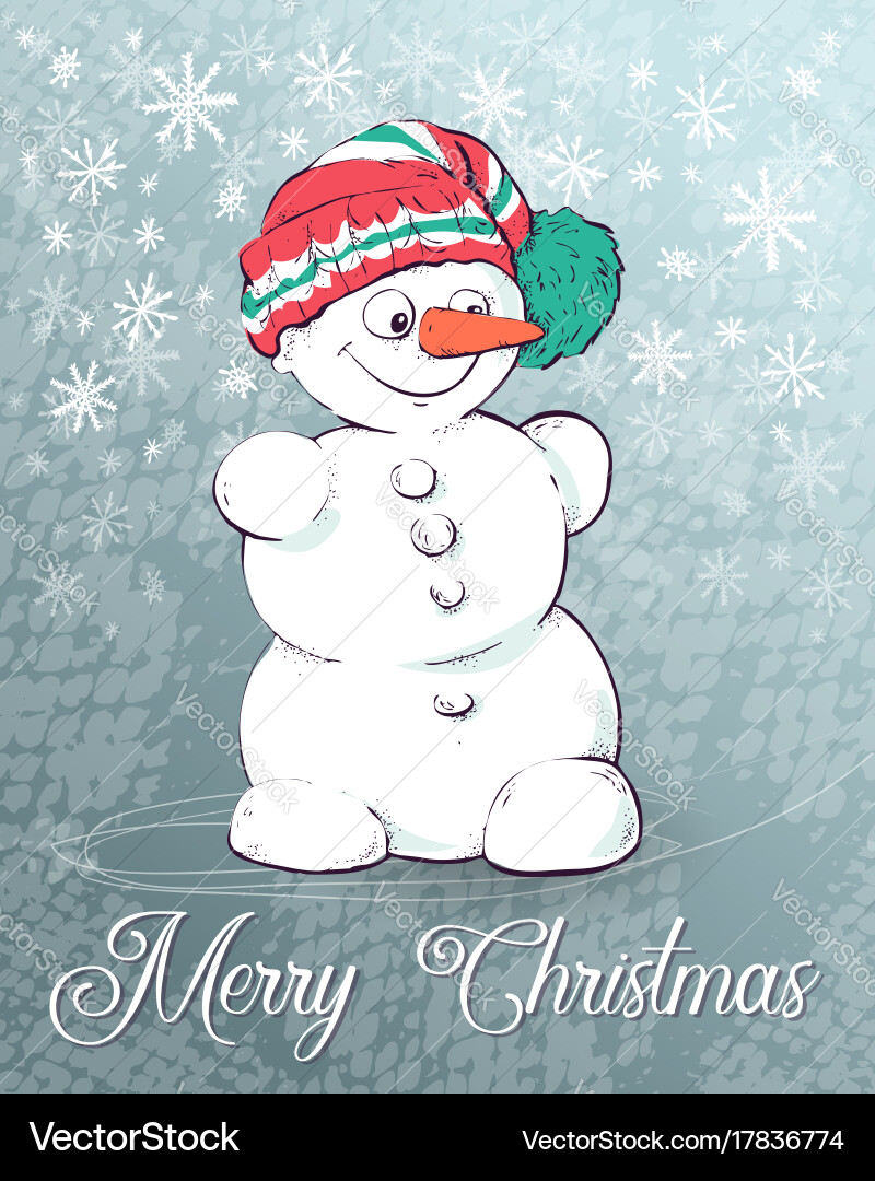 Christmas snowman on skates Royalty Free Vector Image