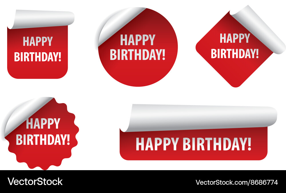 Happy birthday stickers Royalty Free Vector Image